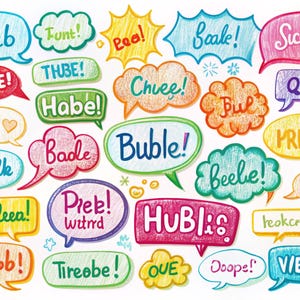 Printable Bubble Word Clouds | Hand-drawn Pencil Art Stickers for ...