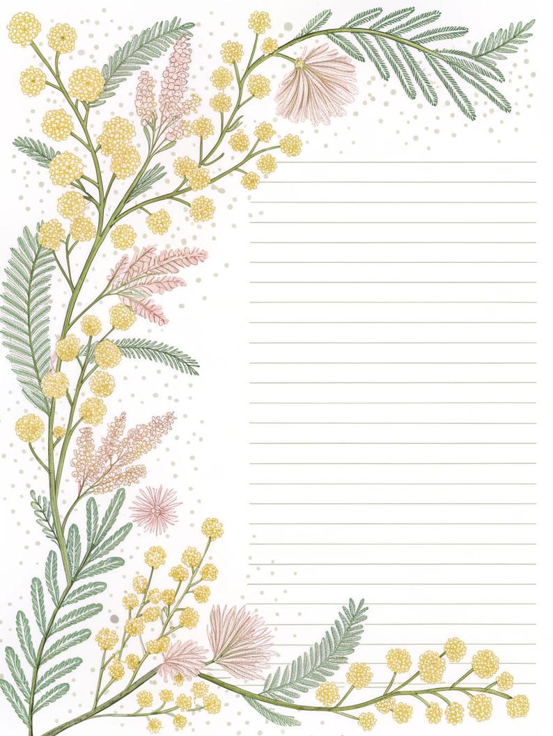 Botanical Lined Writing Paper Set of 30 | 8 March Printable Gift ...