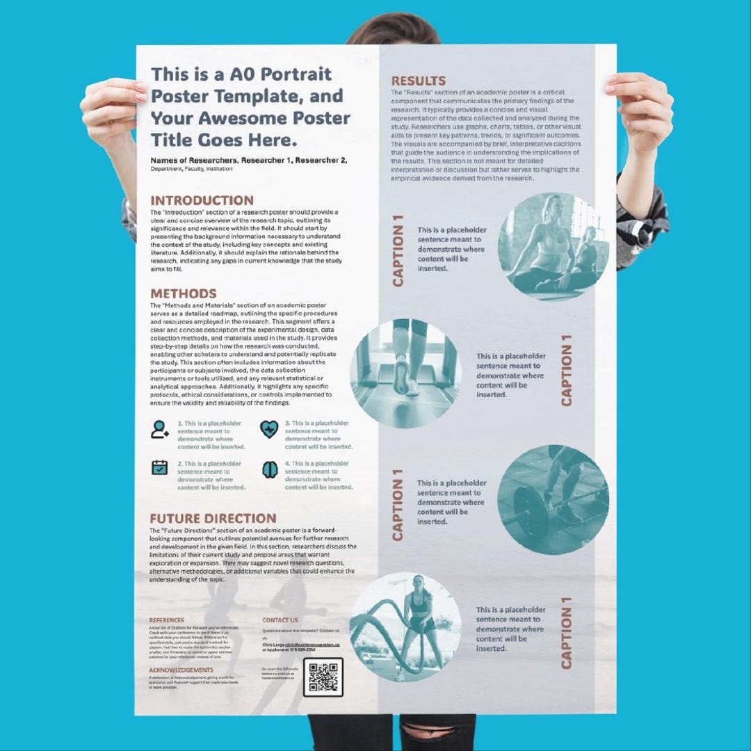 Modelo de PowerPoint de pôster acadêmico/de pesquisa A0 | Retrato A0 | Download digital | Inclui ...