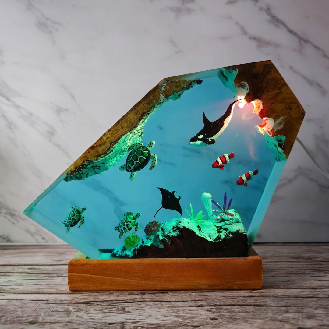 Orca Shark Lamp, Turtle Resin Night Lamp, Manta Ray Lamp, Jellyfish ...