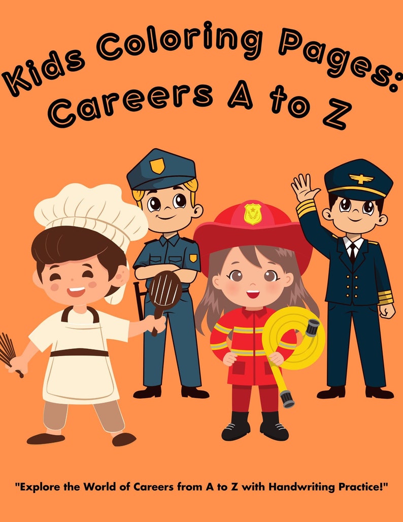 Printable Coloring Pages + Handwriting Practice | A to Z Careers - Etsy