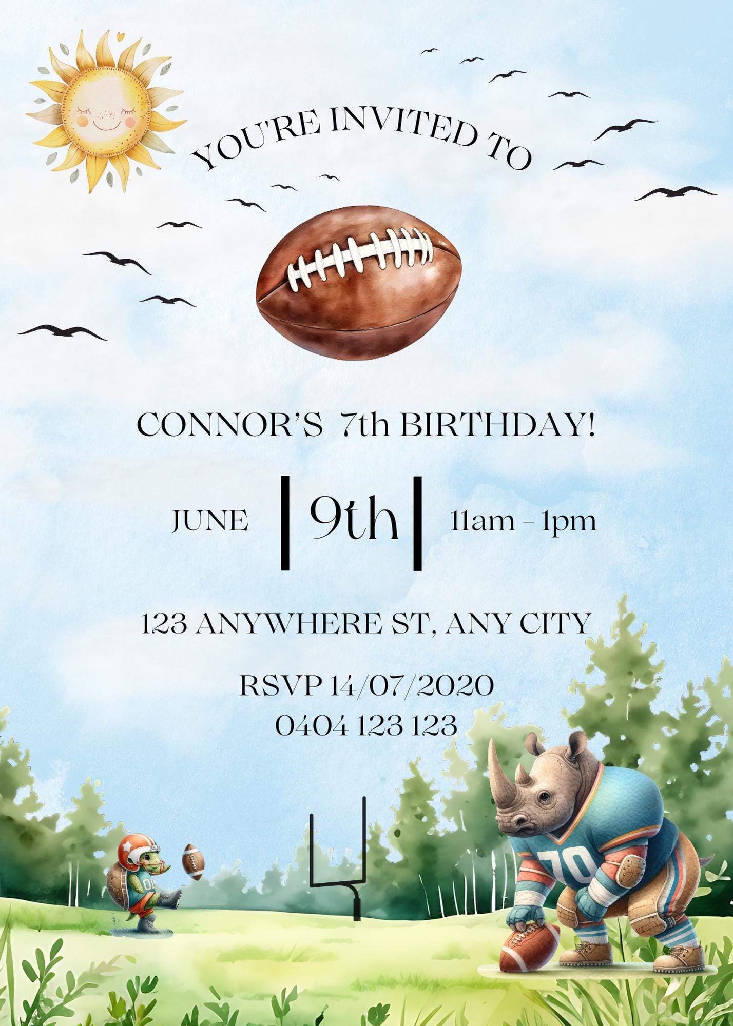 Editable Rugby Birthday Invitation - Etsy