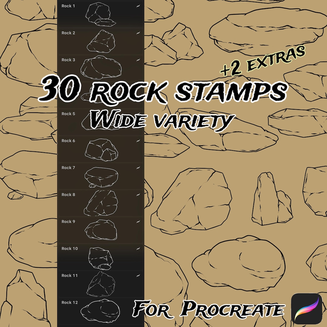 Rock Stamp Brush Pack: 30 Stone Stamps for Procreate - Etsy