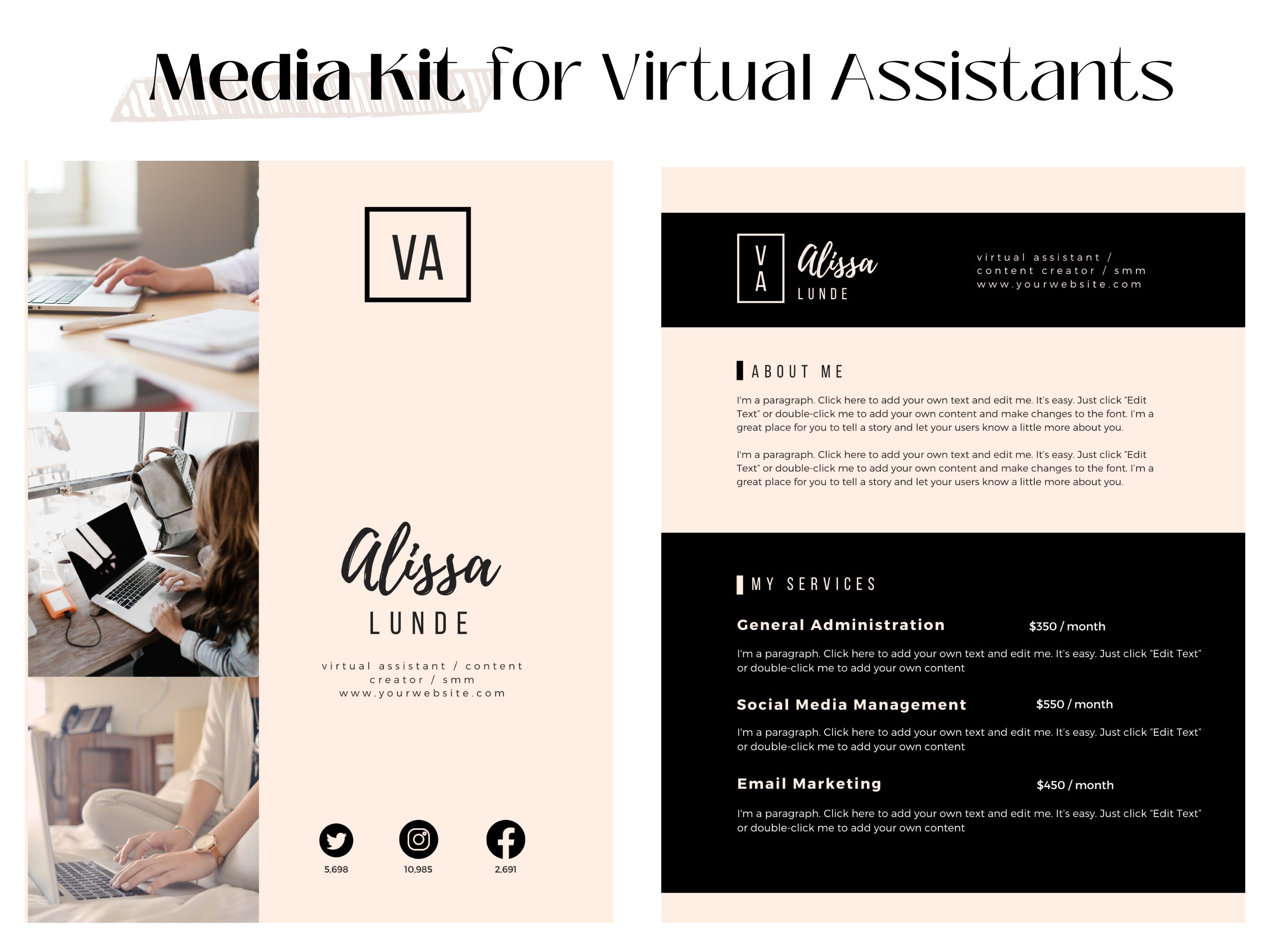 Media Kit, Virtual Assistant Media Kit, Services Media Kit, Online ...