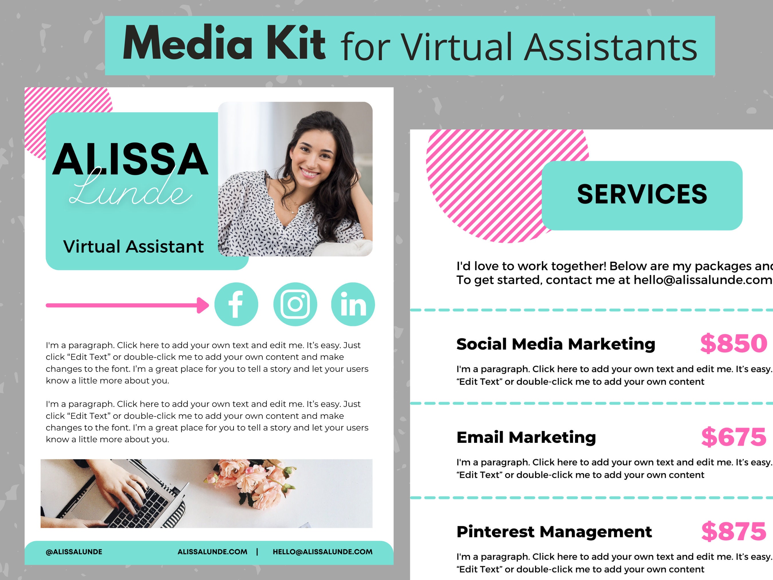 Media Kit, Virtual Assistant Media Kit, Services Media Kit, Online ...