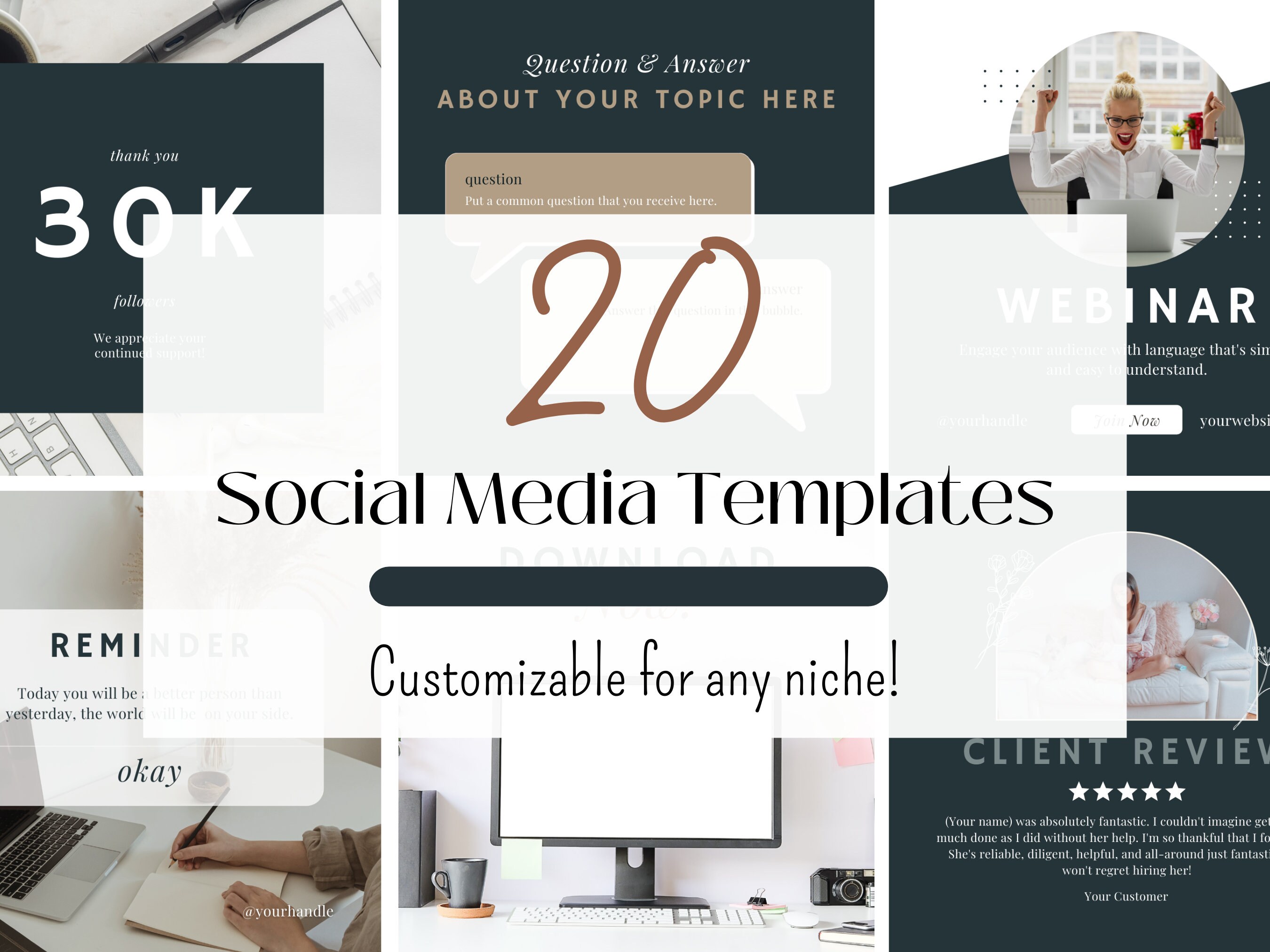 20 Instagram Post Templates, Dark Canva Templates, IG Engaging Template ...