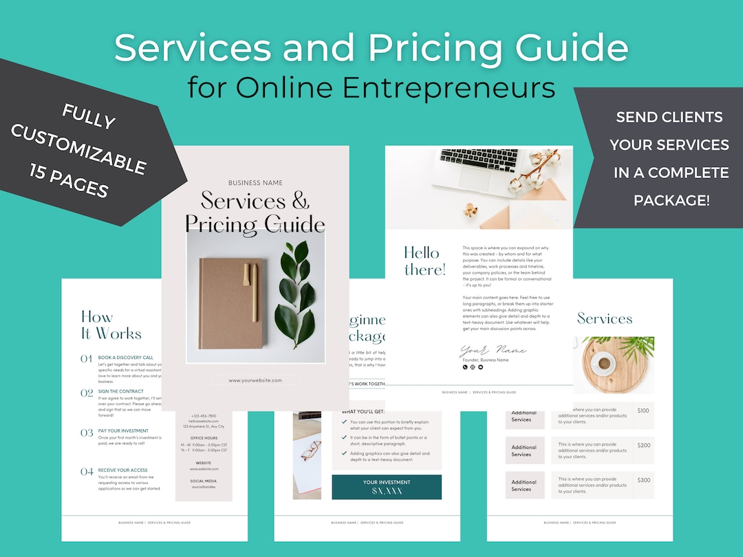Services and Pricing Guide, Portfolio Template, Pricing Template ...