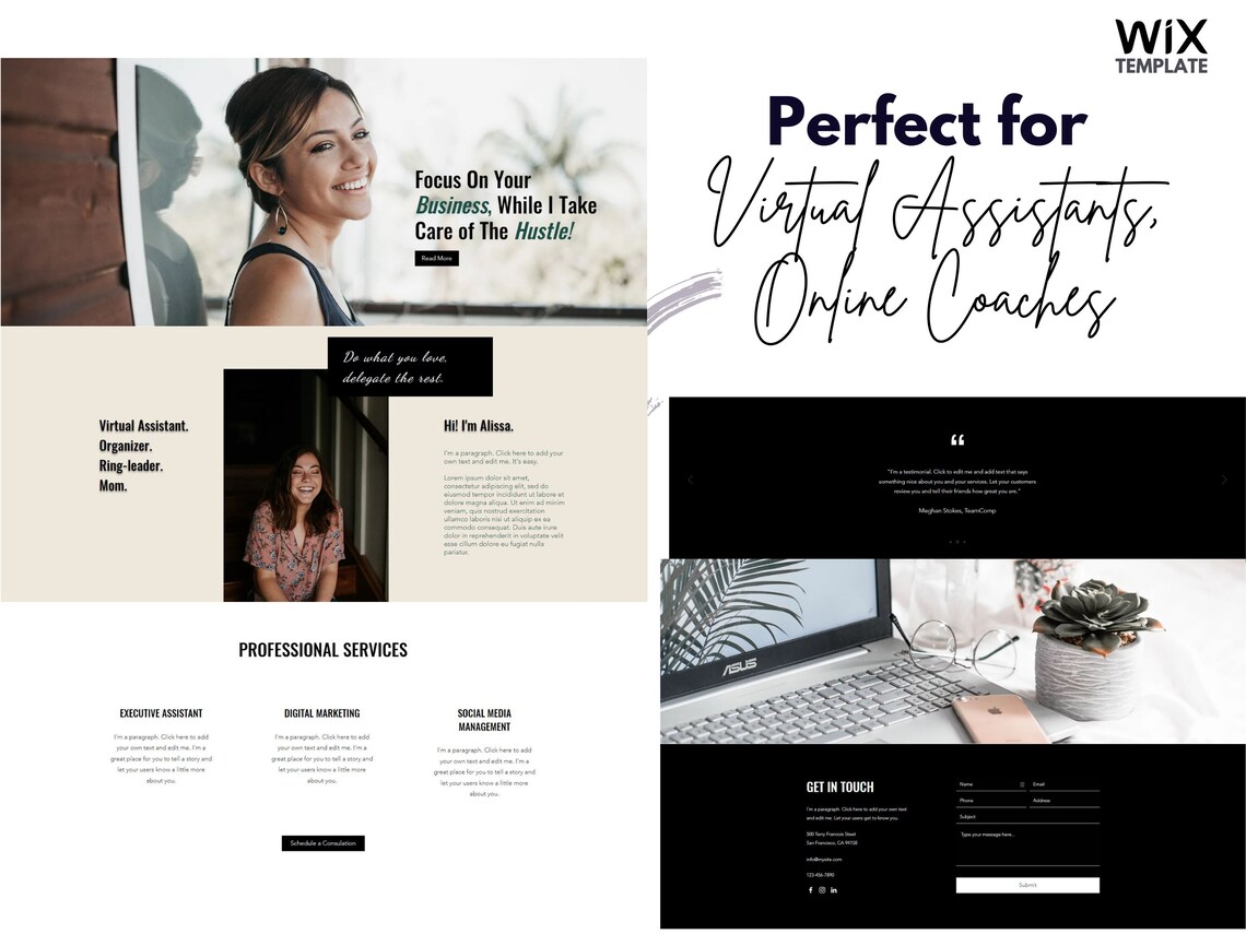 Virtual Assistant Website Template, Wix Template, Online Coach ...