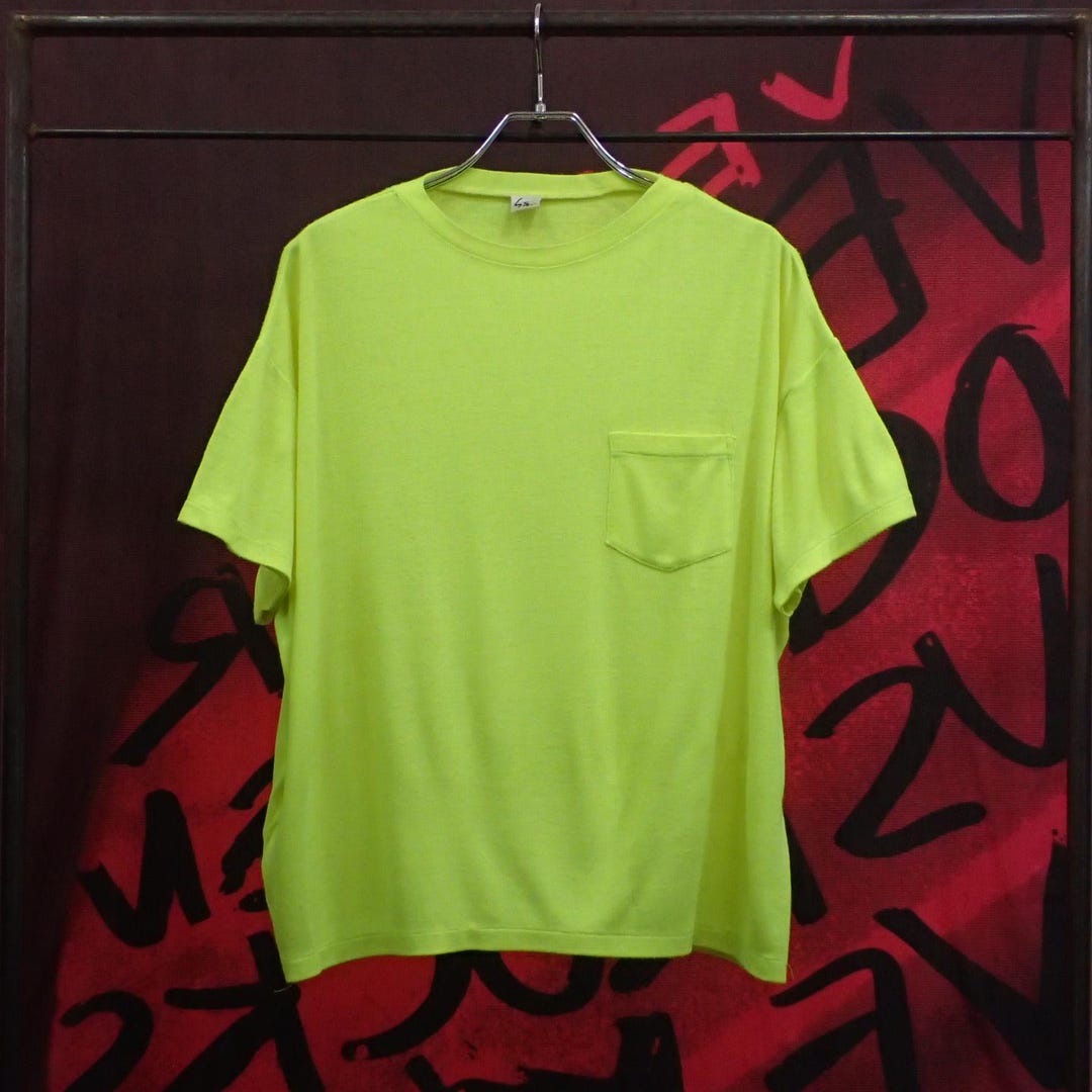 80s Stephen Sprouse " Highlighter Yellow Pocket Tee " Pop Art Vintage ...