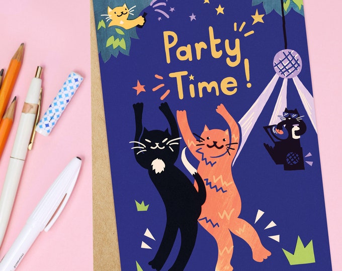 Cat Birthday Card, Vintage Happy Birthday Cards, Dapper Cats Eclectic ...