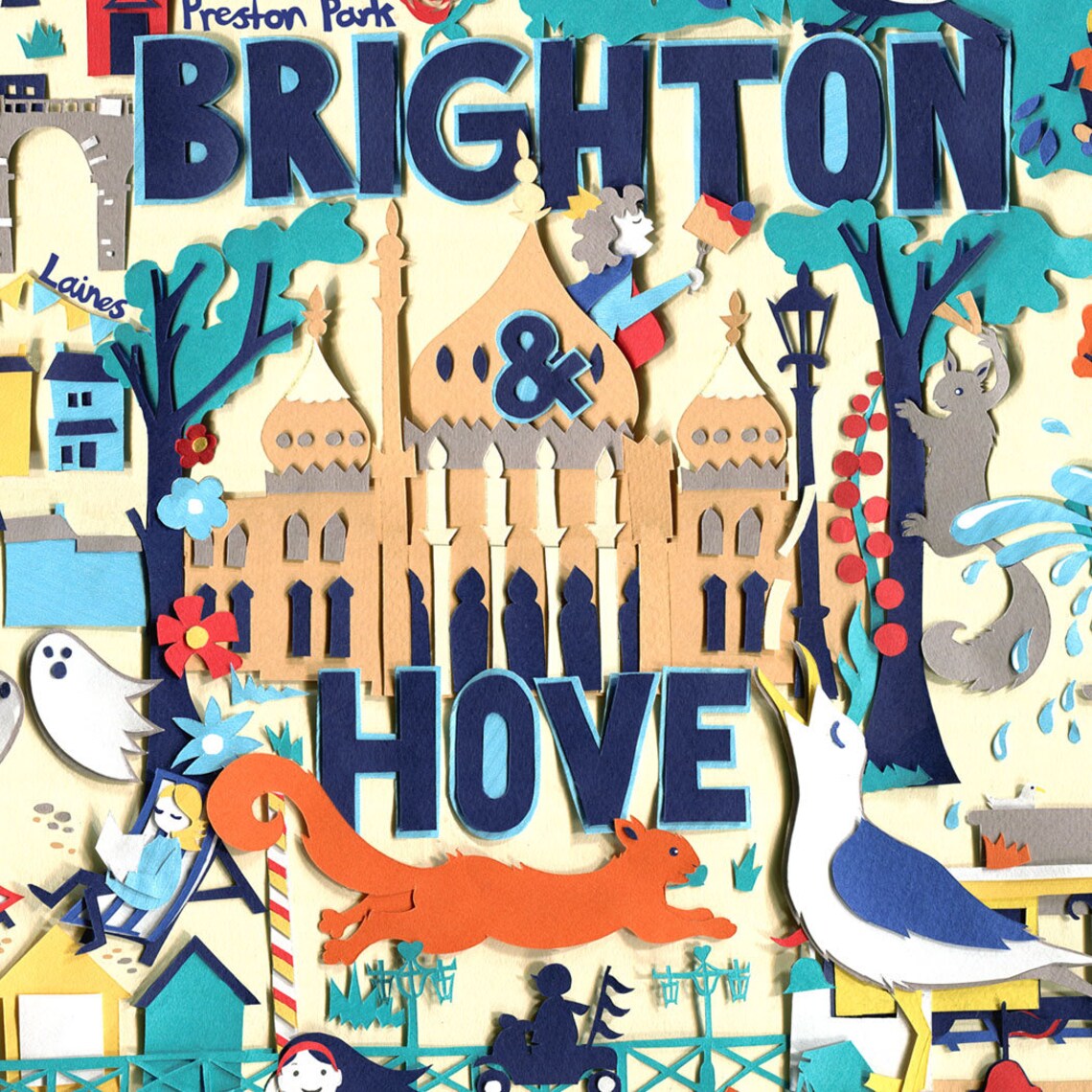 Brighton Map Brighton Art Card Brighton Illustration Map - Etsy UK