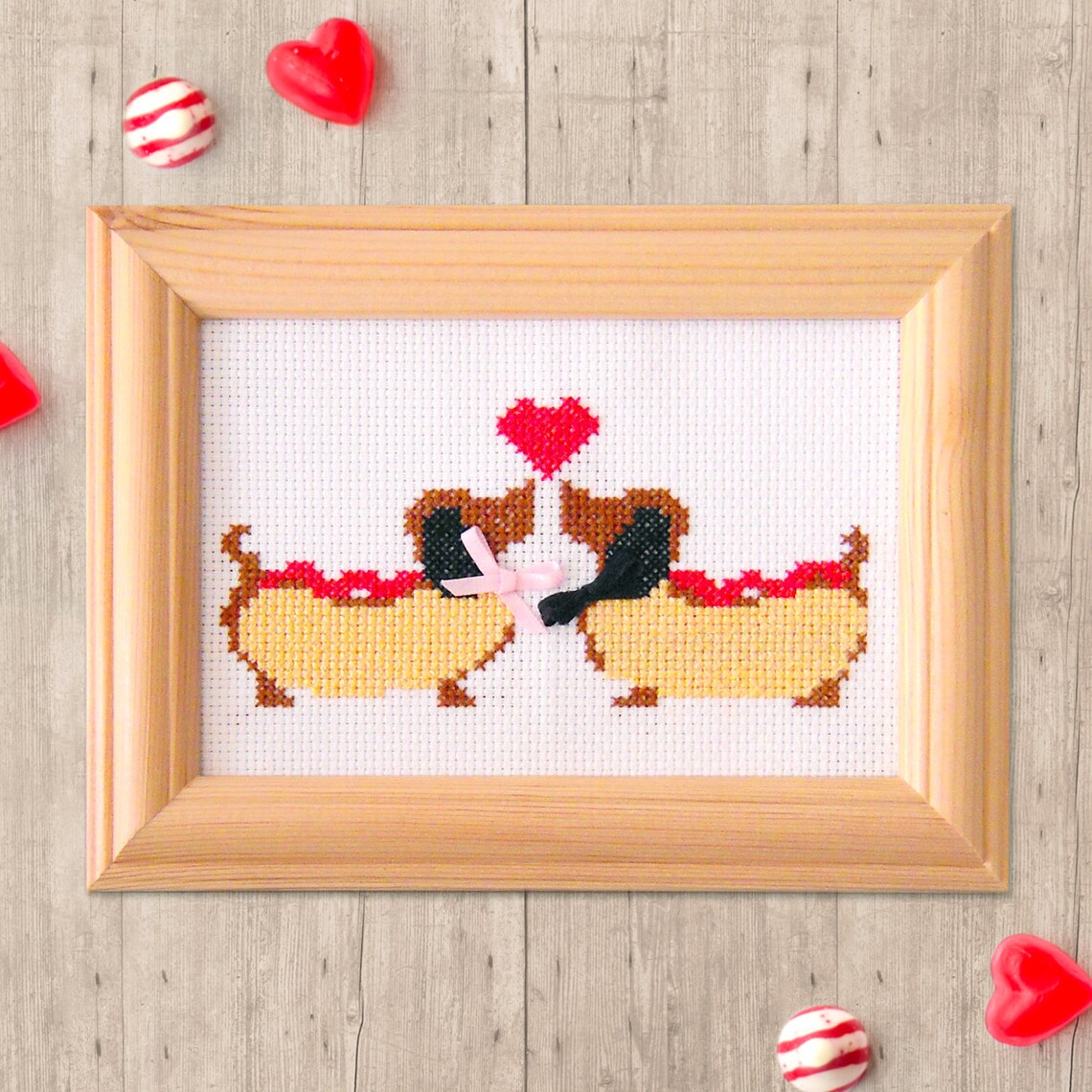 Hot Dogs Cross Stitch Pattern - Valentines Gift - Modern Cross Stitch ...