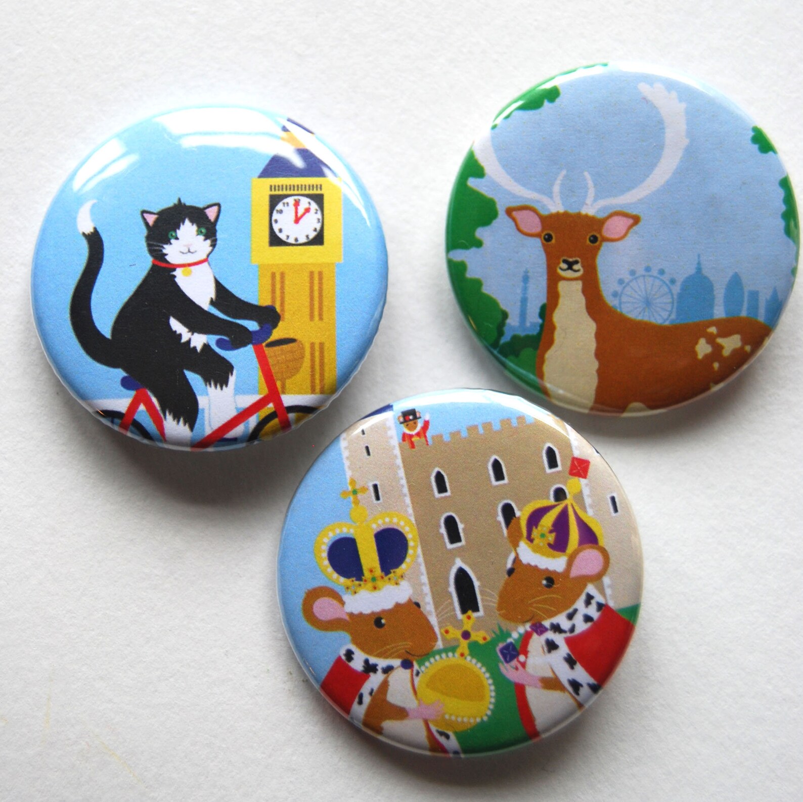 Animal Badges Cat Badge Deer Badge London Badges Mouse - Etsy