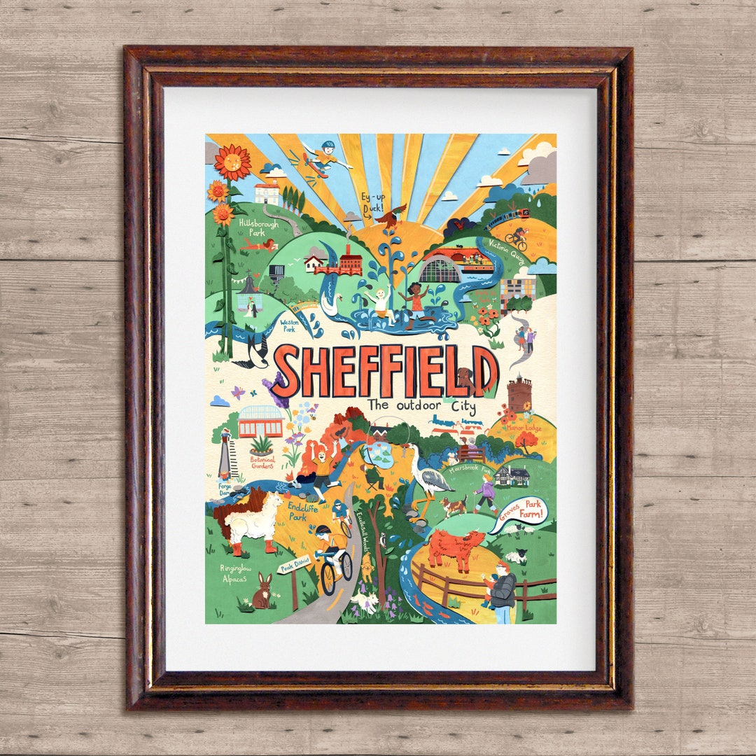 Sheffield Art Print - Sheffield Map Illustration - the Outdoor City Art ...