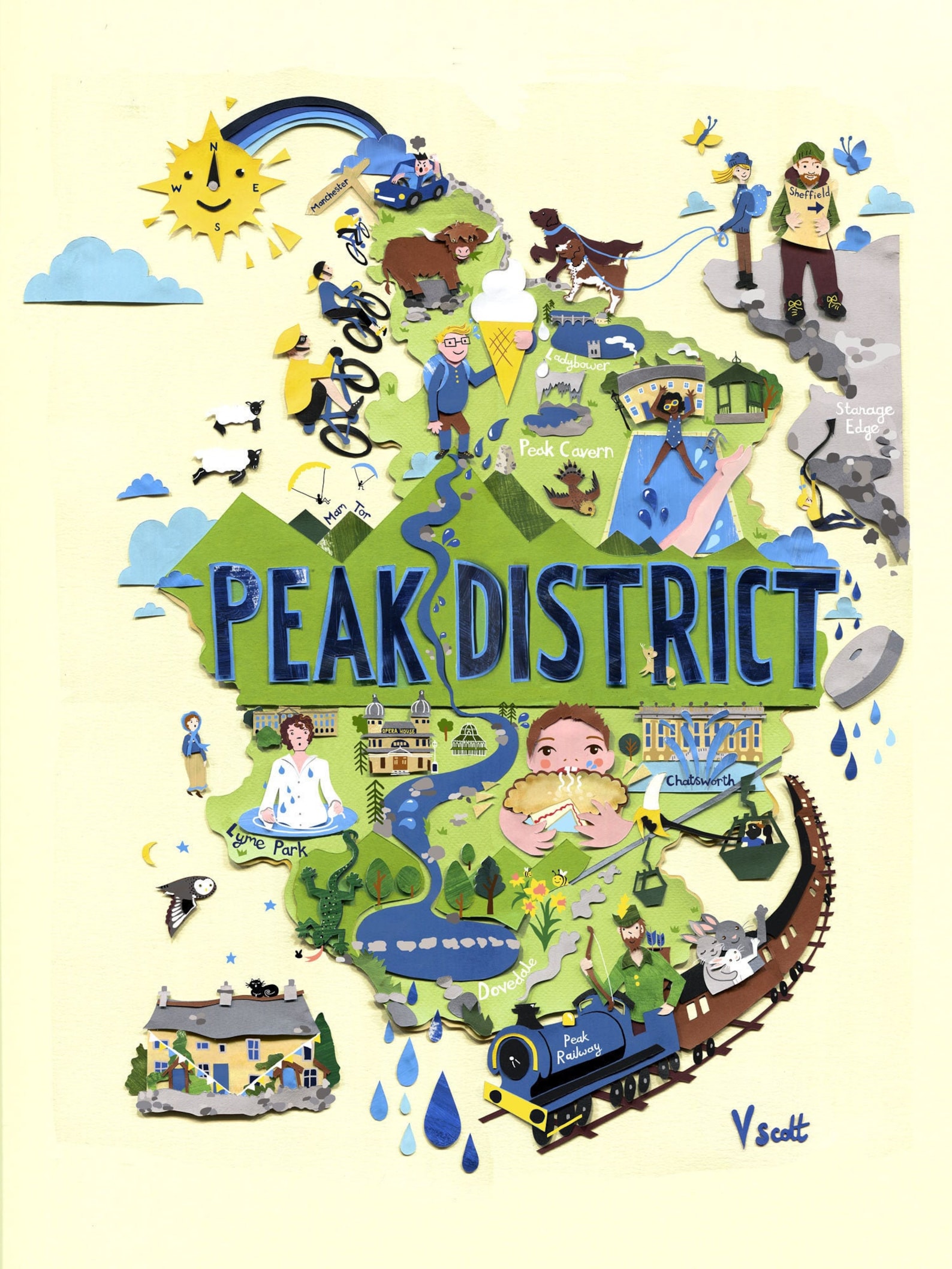 A4 Print Peak District Art Print Peak District Map Map - Etsy UK