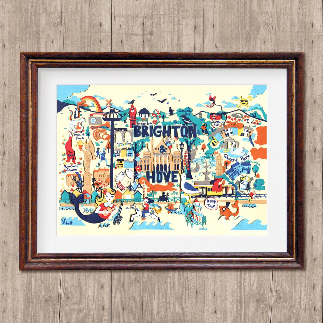 Brighton & Hove Map - Brighton Illustration - Brighton Art ...