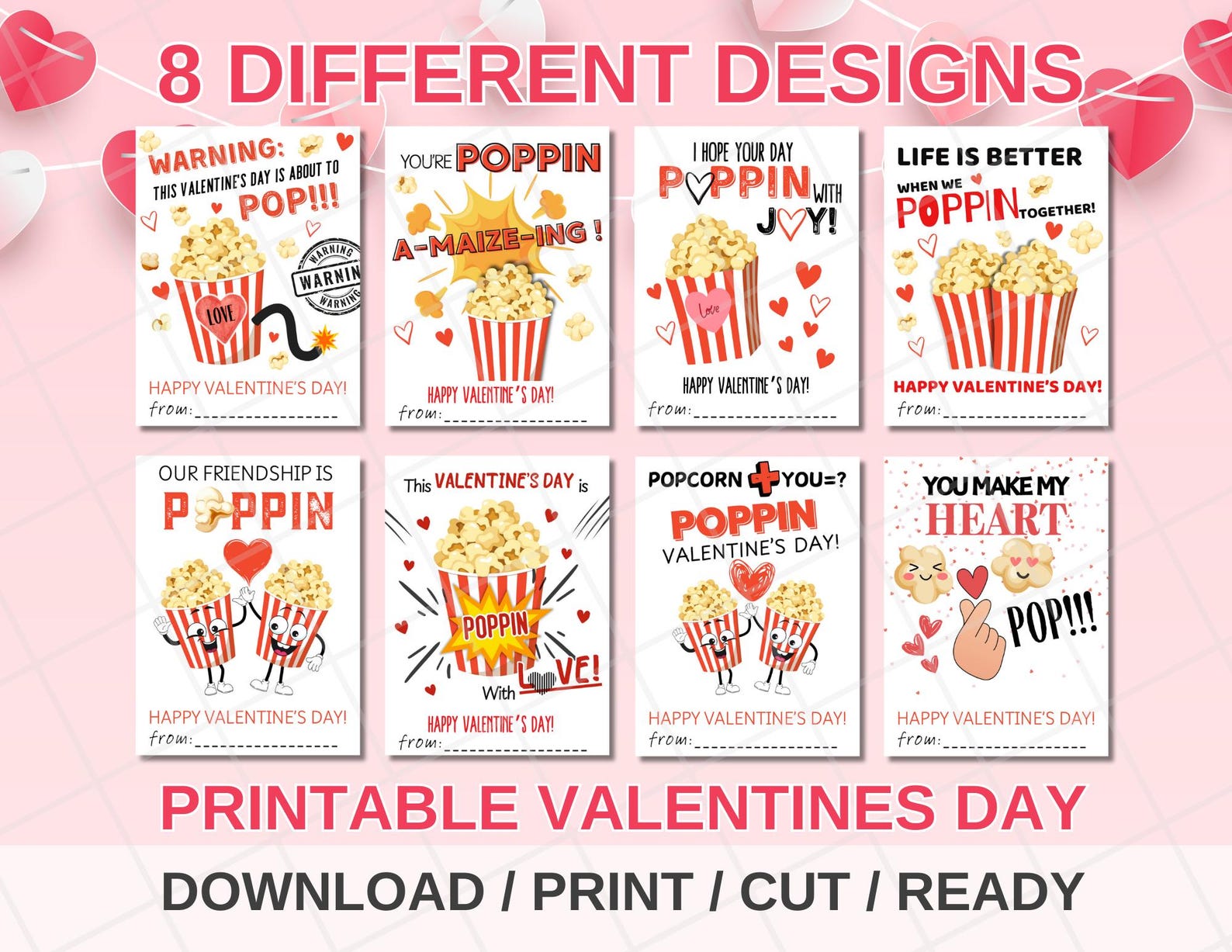 Printable Popcorn Gift Card for Valentines Day, Poppin Classroom Cards ...