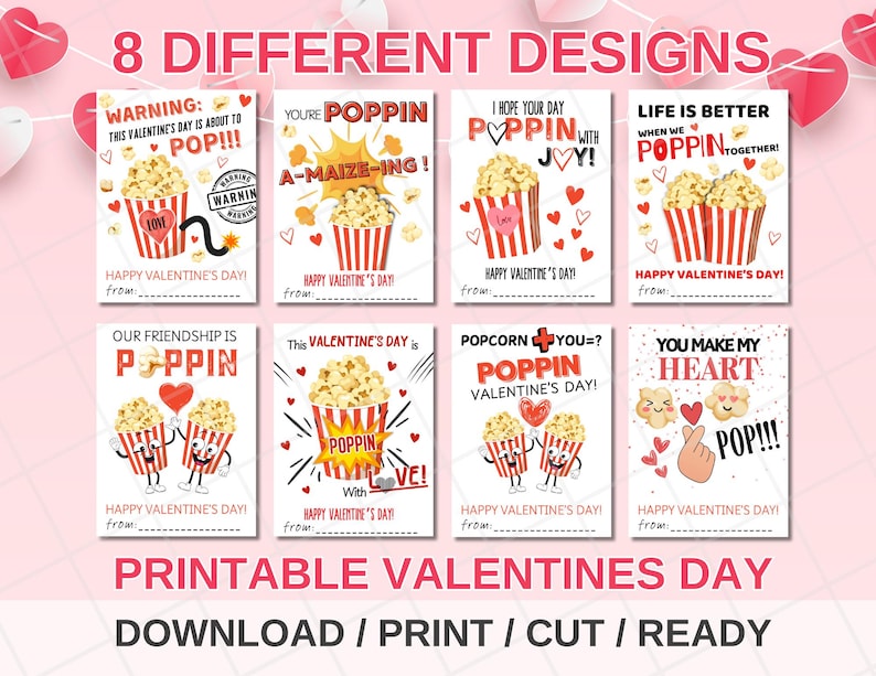 Printable Popcorn Gift Card for Valentines Day, Poppin Classroom Cards ...