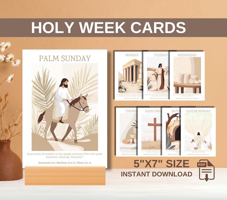 Printable Holy Week Easter Story Cards, Jesus Centered Decor, Christian ...