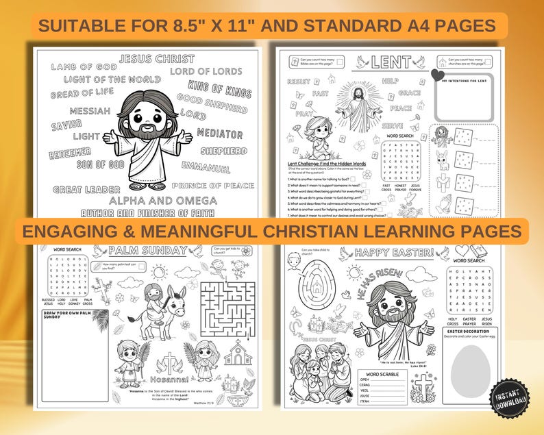 Printable Holy Week Easter Coloring and Activity Pages, Lent Story ...