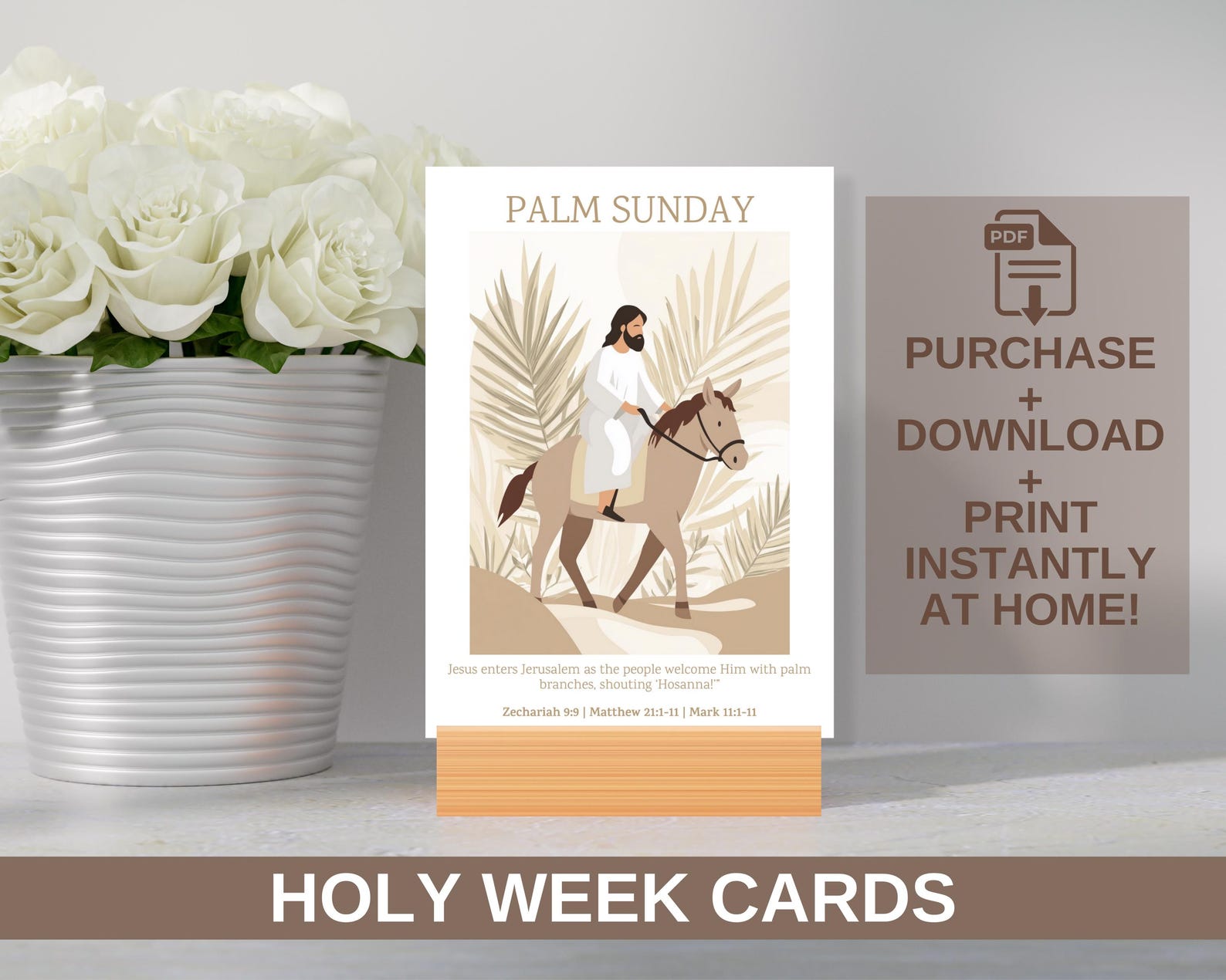 Printable Holy Week Easter Story Cards, Jesus Centered Decor, Christian ...