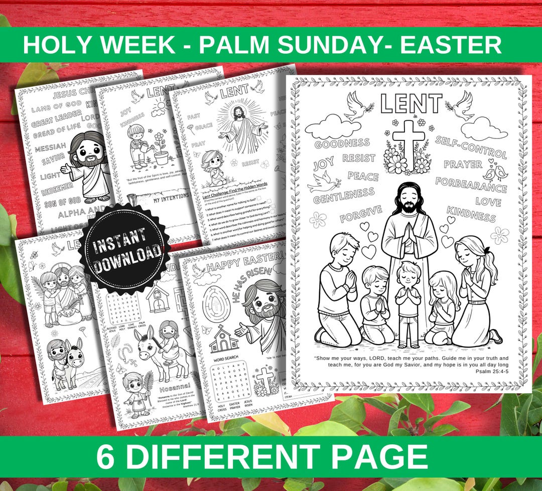 Printable Holy Week Easter Coloring and Activity Pages, Lent Story ...