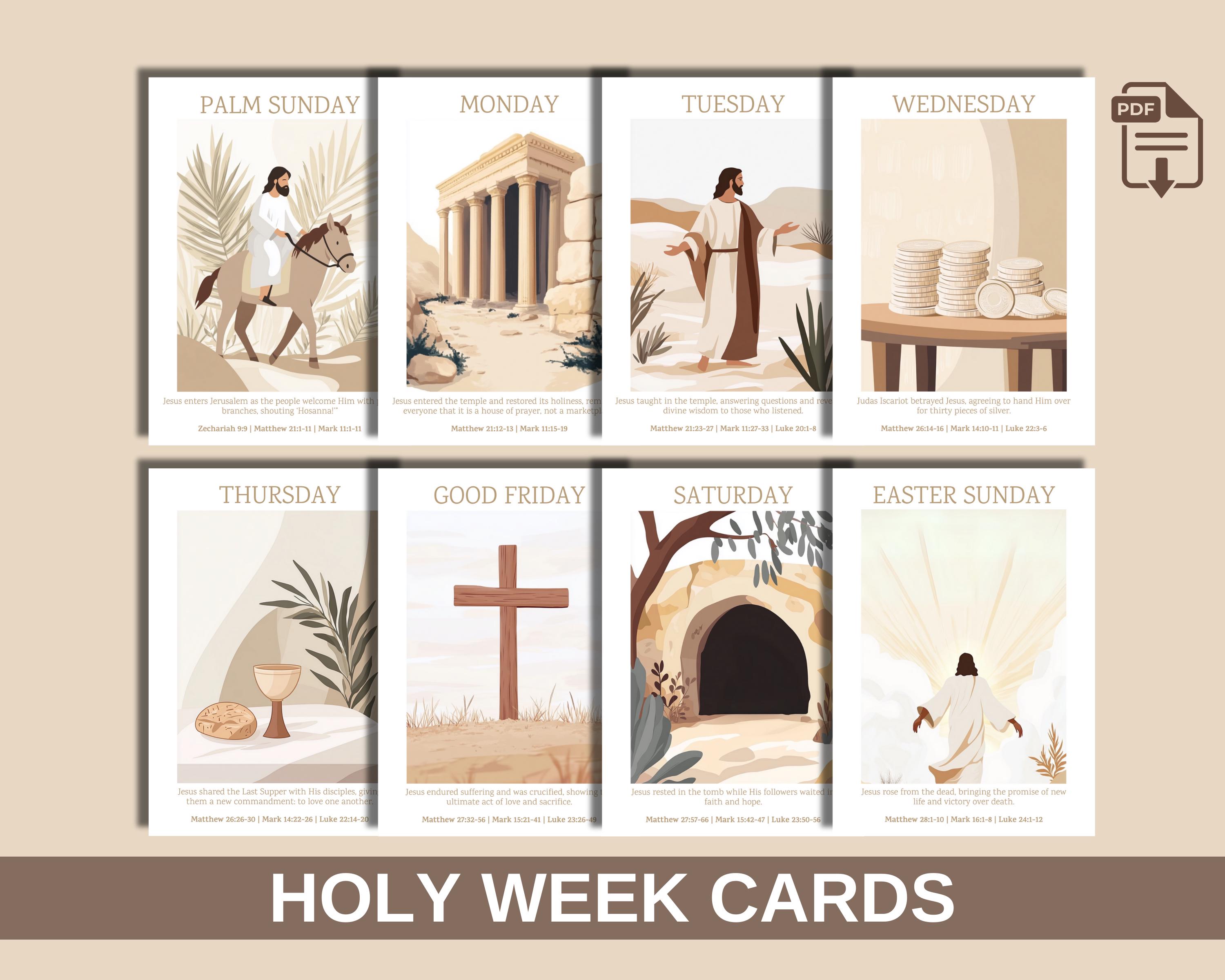 Printable Holy Week Easter Story Cards, Jesus Centered Decor, Christian ...