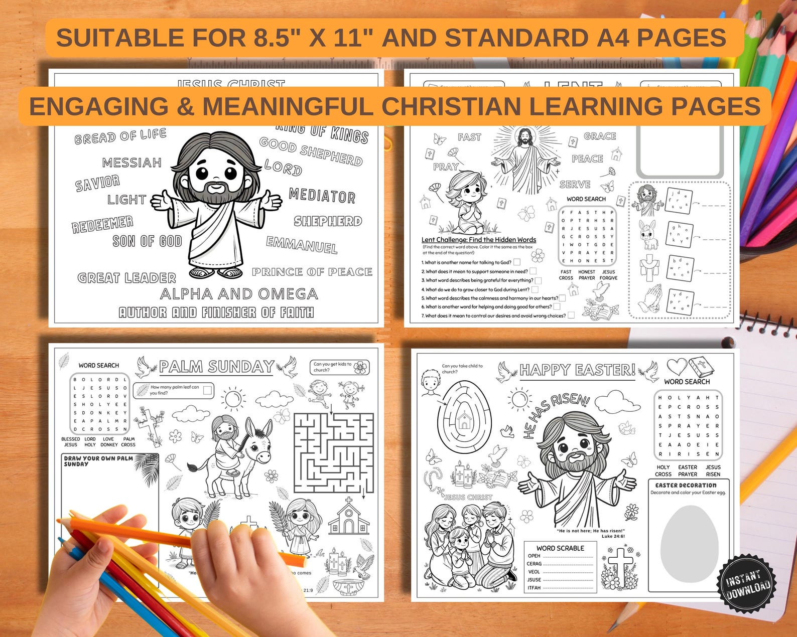 Printable Holy Week Easter Coloring and Activity Pages, Lent Story ...