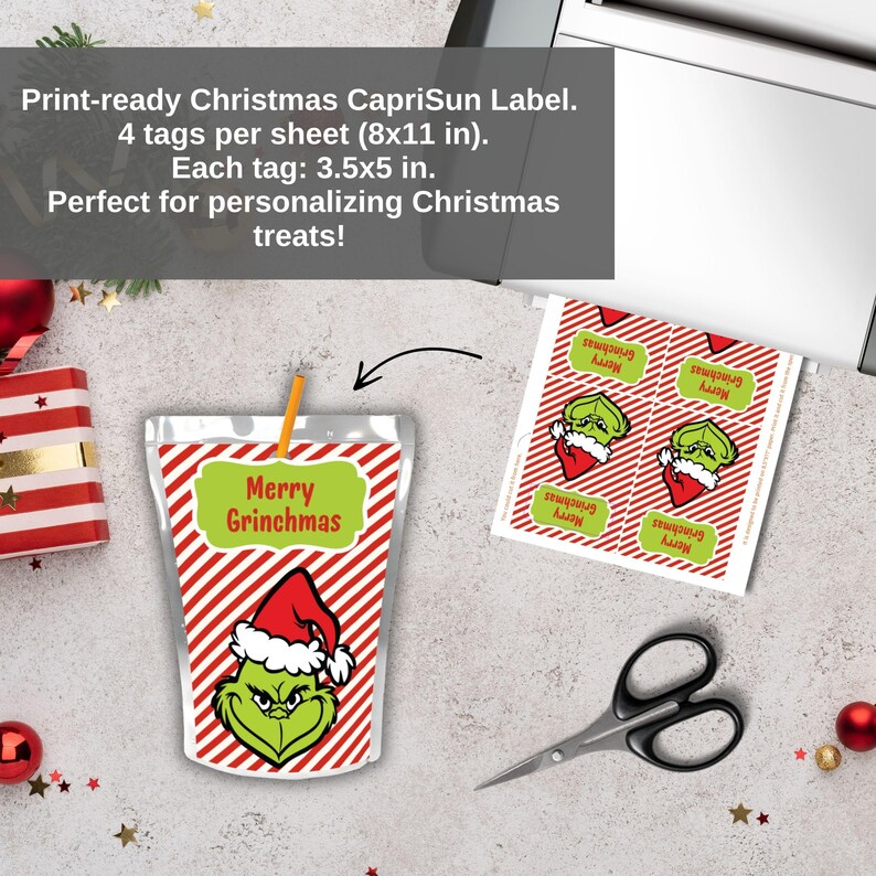 Editable Grinchmas Christmas Gift Tags Printable, Merry Grinch Tags ...