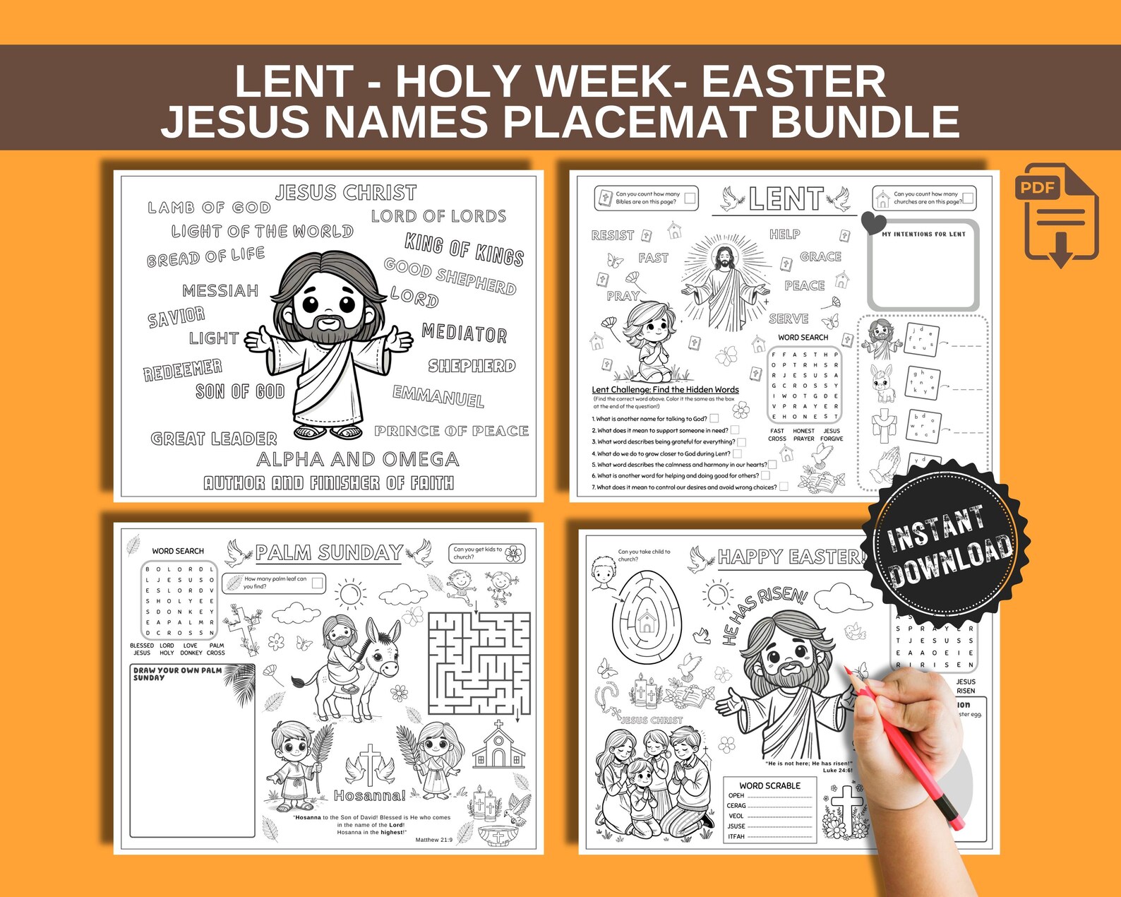 Printable Holy Week Easter Coloring and Activity Pages, Lent Story ...