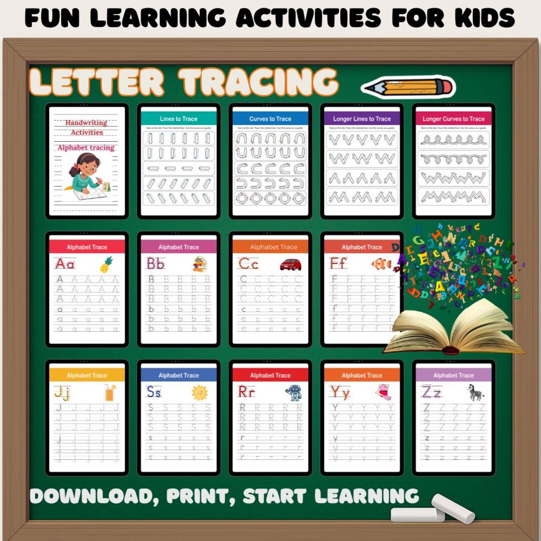 Alphabet Tracing Activity Book: Printable ABC Practice (PDF) - Etsy UK