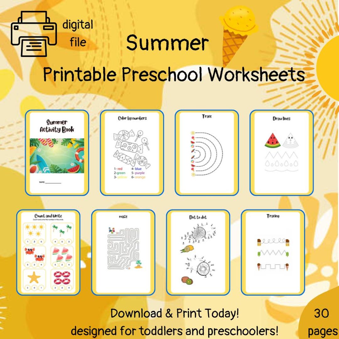 Summer Activity Book for Toddlers – Printable Preschool Worksheets ...