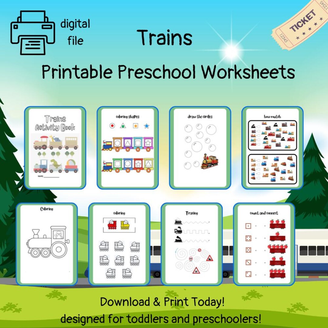 Train Activity Book for Toddlers – Printable Preschool Worksheets ...