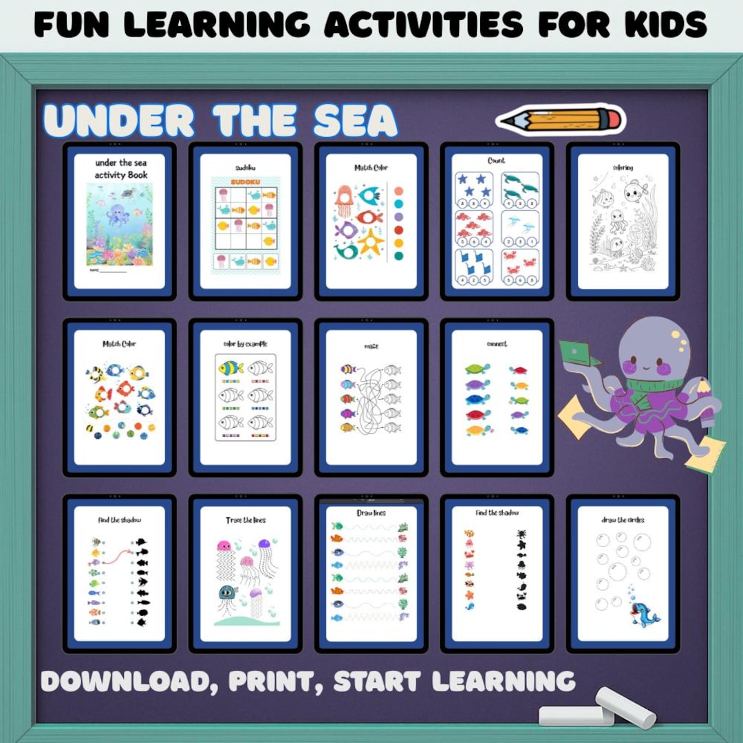 Under the Sea Activity Book: Preschool Learning, Tracing, Matching (50 ...