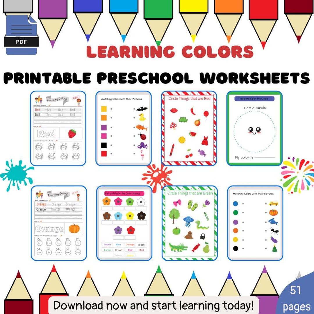 Learning Colors Activity Book for Kids – Printable Preschool Worksheets ...