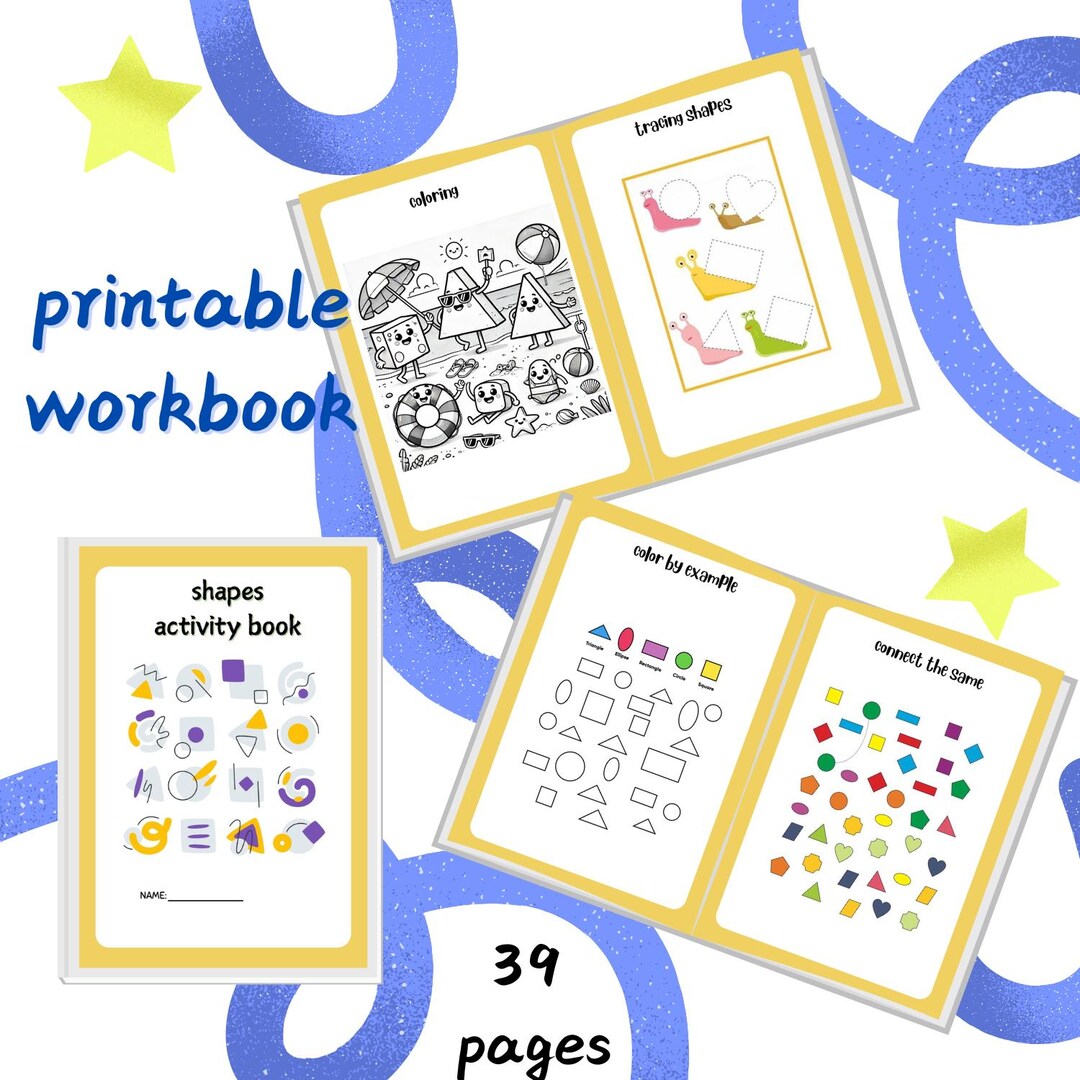 Activity Book, Shapes Themed, Toddler Educational Workbook,printable ...