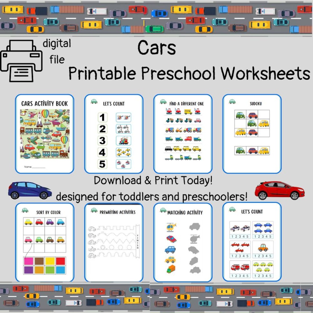 Cars Activity Book for Toddlers – Printable Preschool Worksheets ...