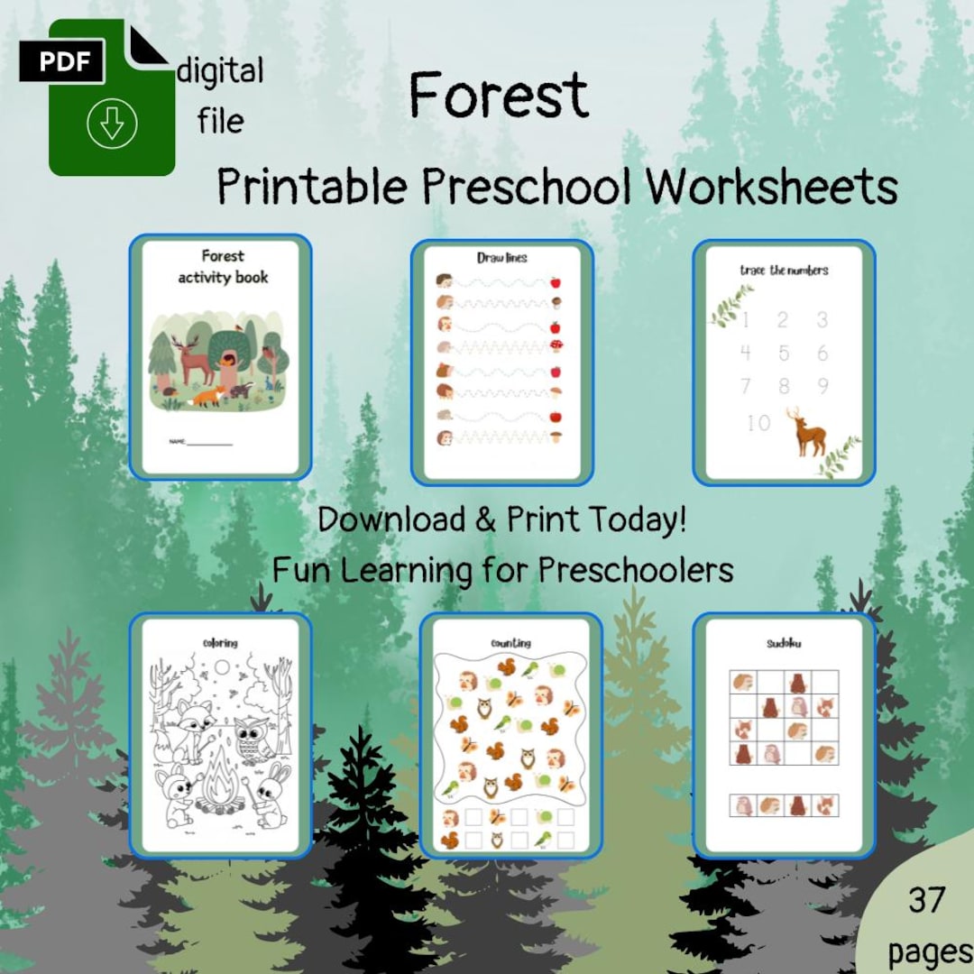 Forest Activity Book for Toddlers – Printable Preschool Worksheets ...