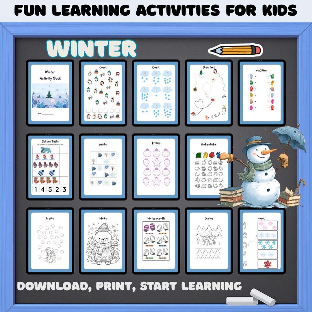 Winter Activity Book for Toddlers : Preschool Learning Worksheets (46 ...