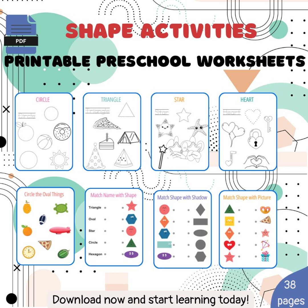 Shapes Activity Book for Kids – Printable Preschool Worksheets | Learn ...