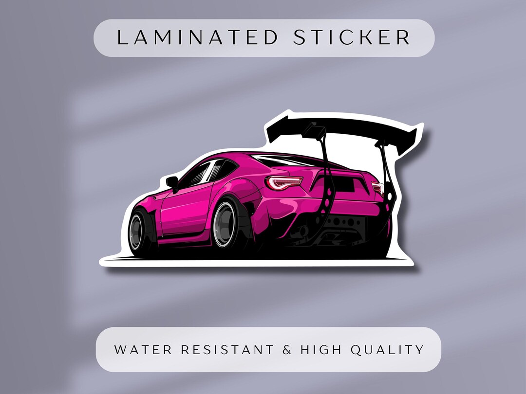 2 Car Stickers Pink Sports Car Sticker Car Lover Sticker Die Cut ...