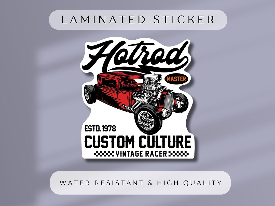 Vintage Hot Rod Car Sticker: Retro Garage Decor (2-pack) - Etsy