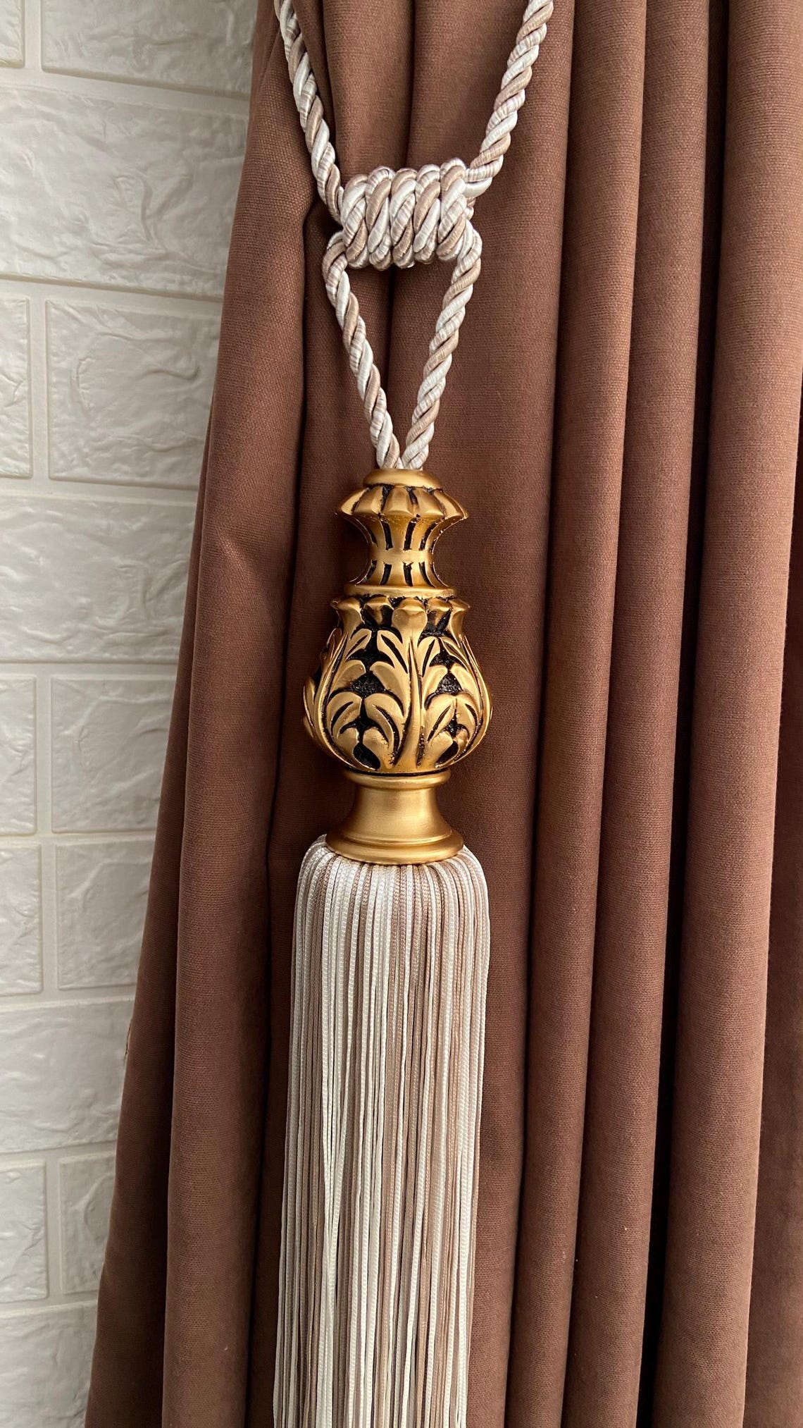 Gold Curtain Tiebacks (pack of 2): Polyester Window Decor, 48-inch - Etsy