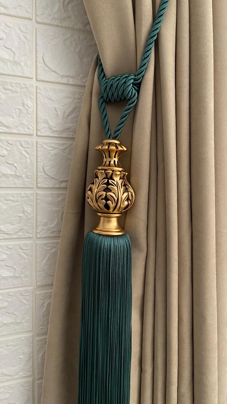 Gold Curtain Tiebacks (pack of 2): Polyester Window Decor, 48-inch - Etsy