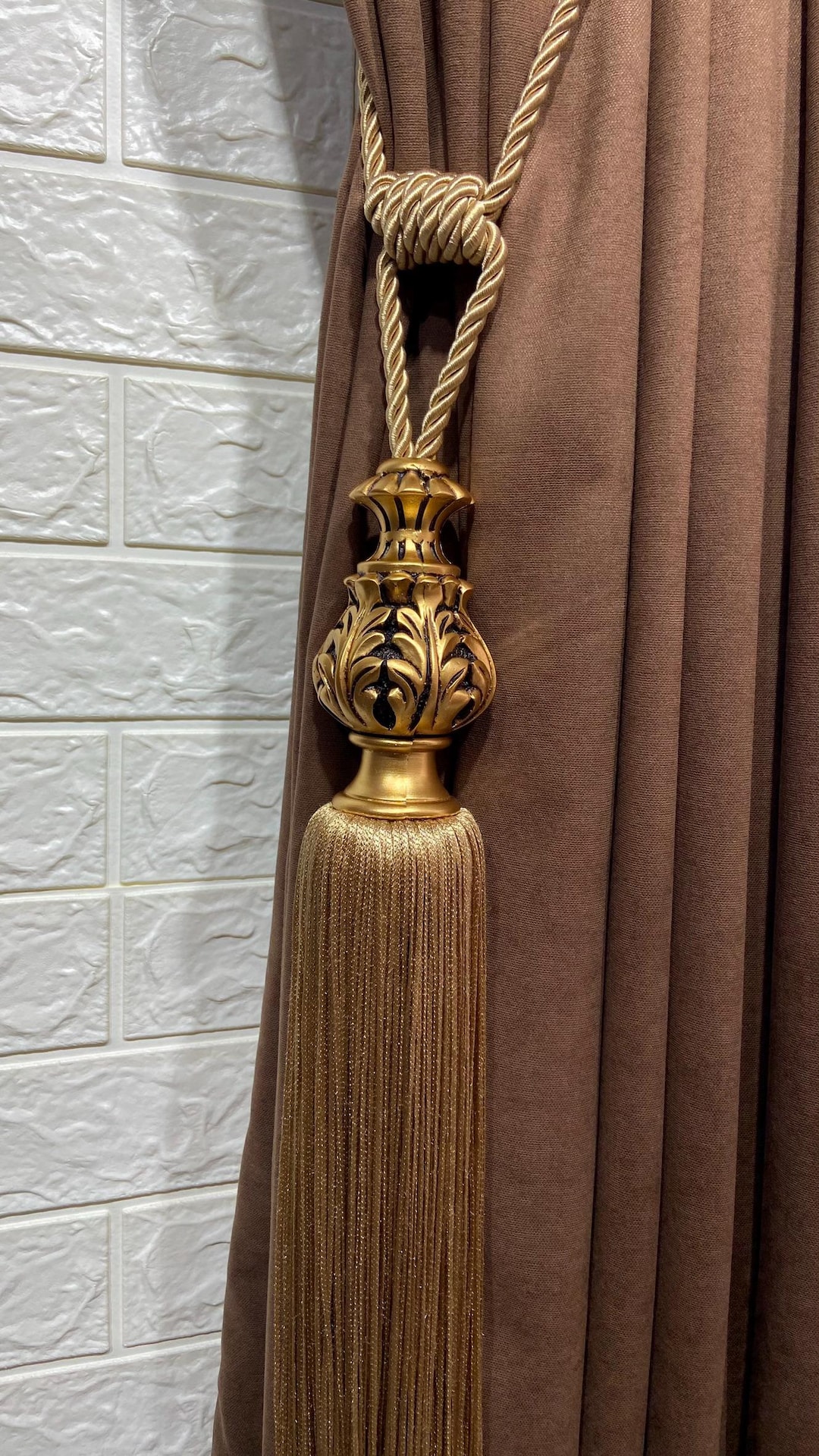 Gold Curtain Tiebacks (pack of 2): Polyester Window Decor, 48-inch - Etsy