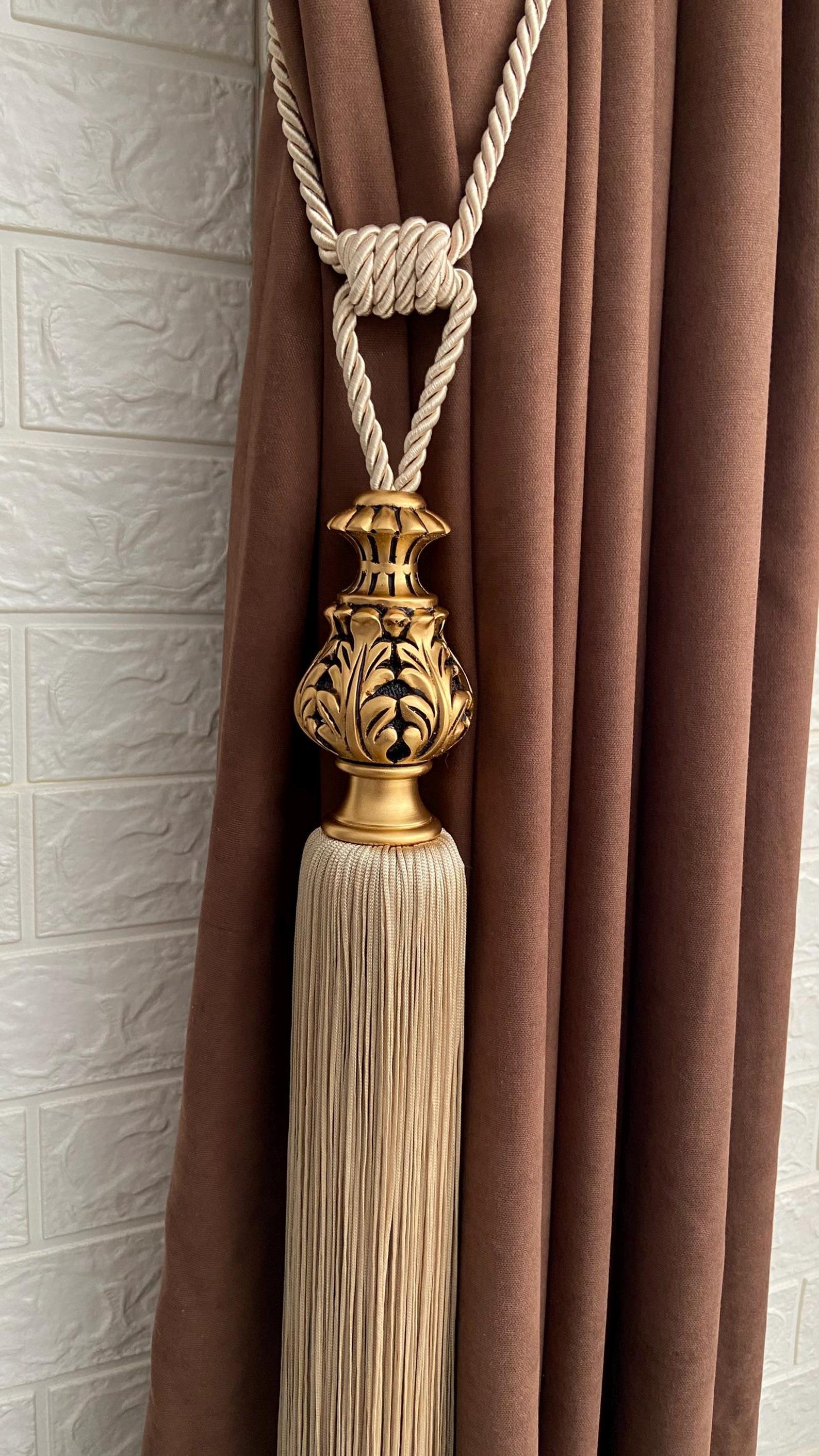 Gold Curtain Tiebacks (pack of 2): Polyester Window Decor, 48-inch - Etsy