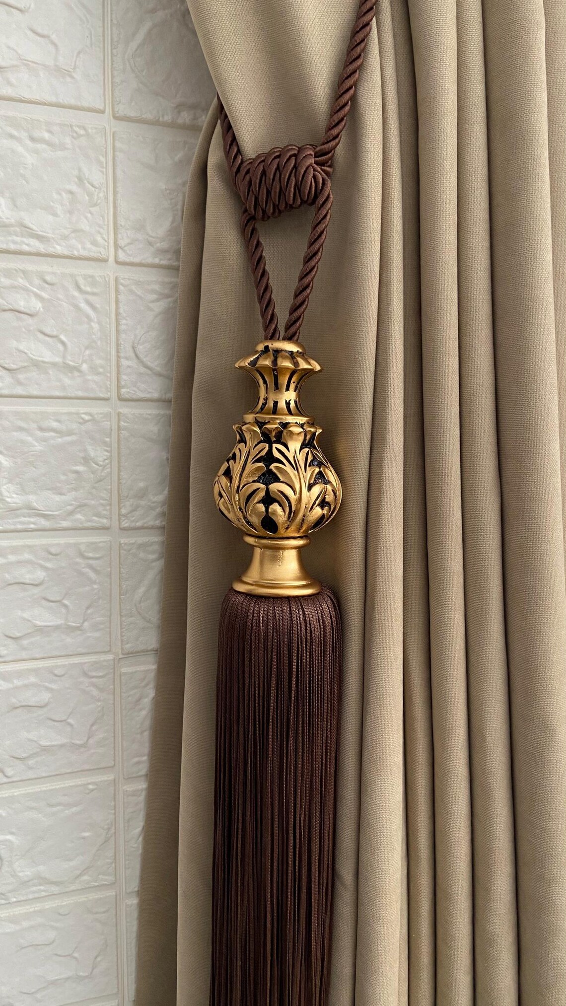 Gold Curtain Tiebacks (pack of 2): Polyester Window Decor, 48-inch - Etsy