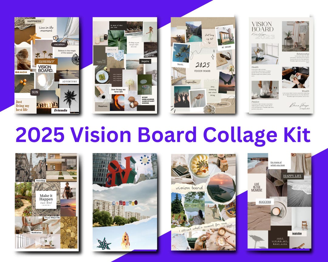 2025 Vision Board Printables Editable, Mood Board Kit, Digital Vision ...