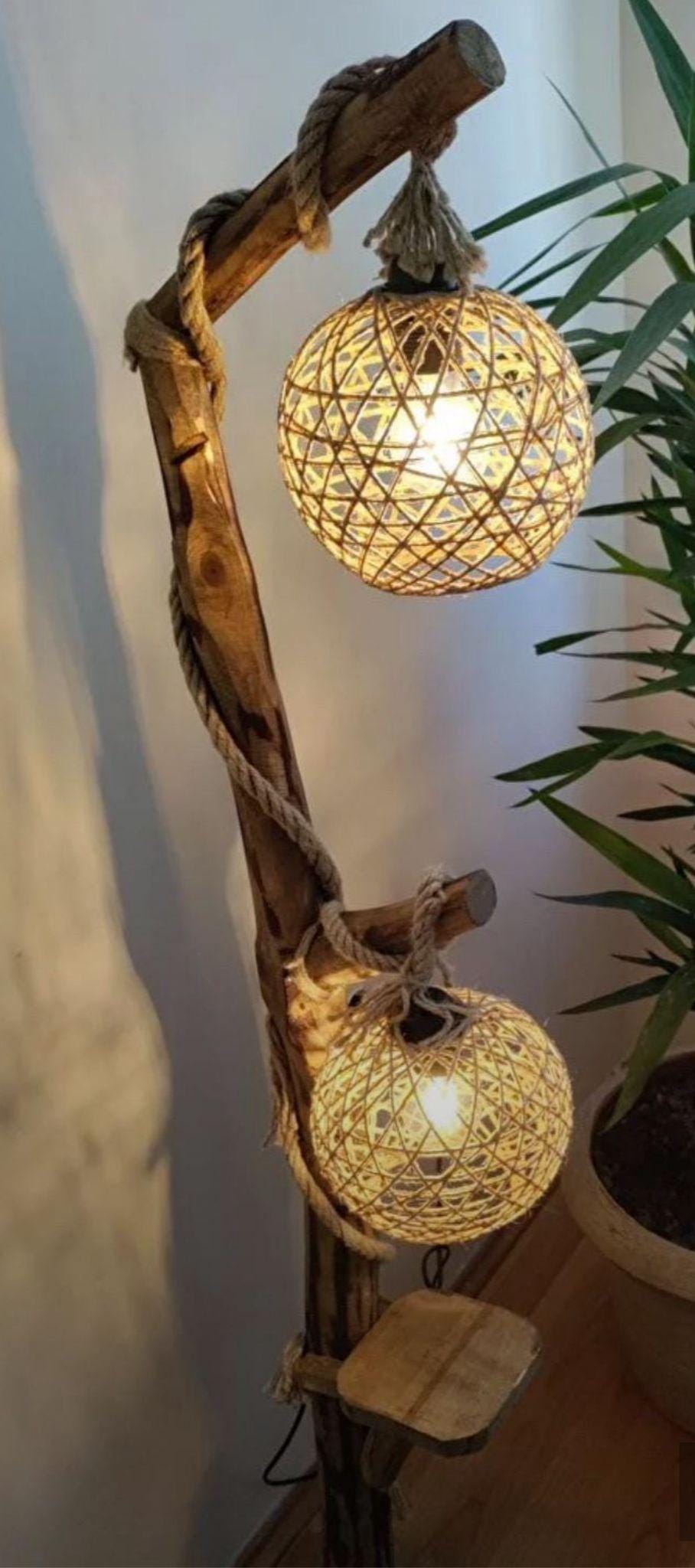 Wooden Floor Lamp, Tree Floor Lamp Handmade, for Farm House Wood Floor ...