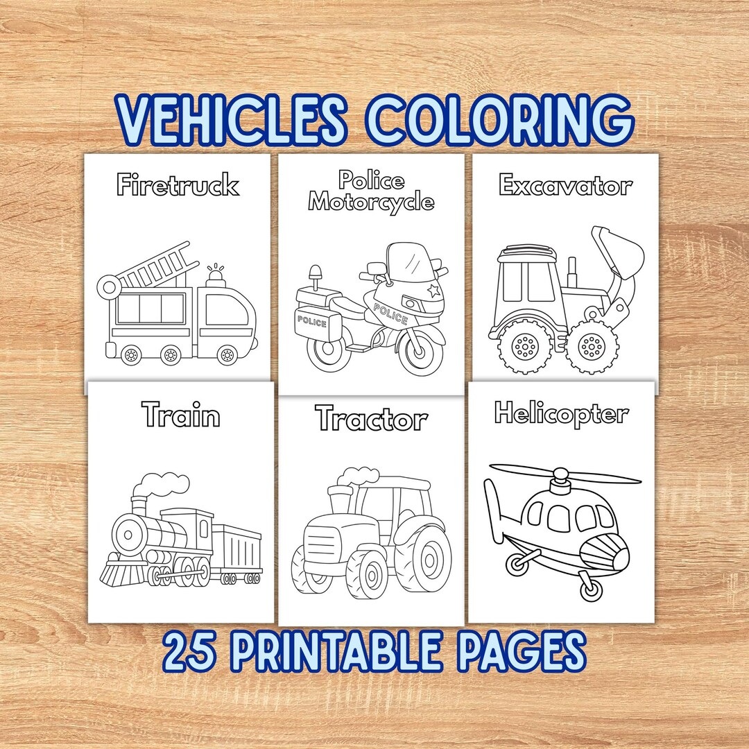Vehicles Coloring Pages for Kids – 25 Simple Car, Truck & Transport ...